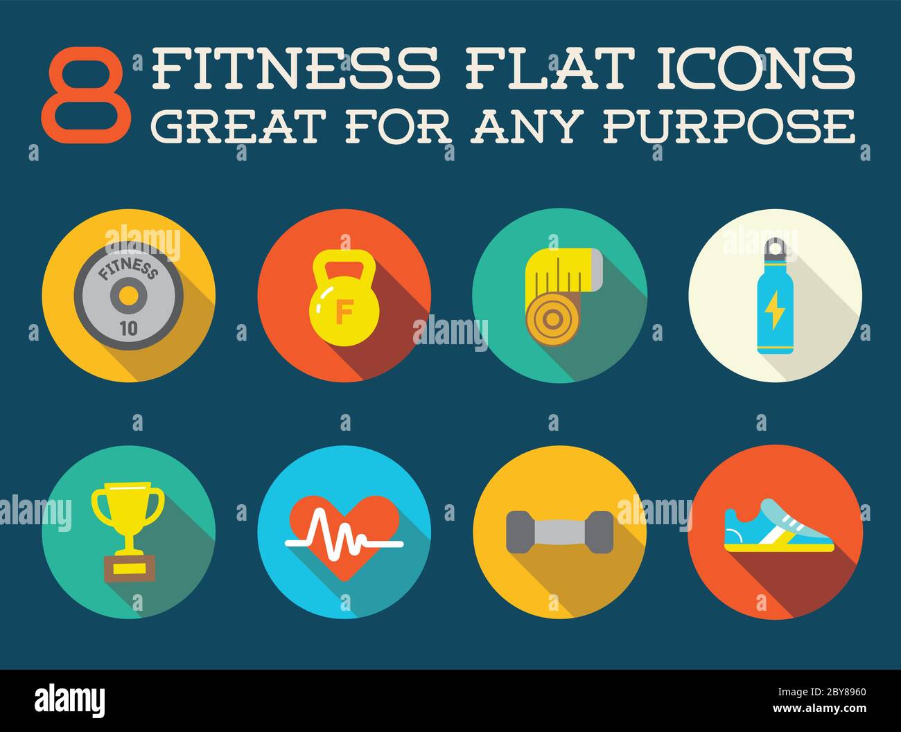 Set of Vector Fitness Aerobics Gym Elements and Fitness Icons ...