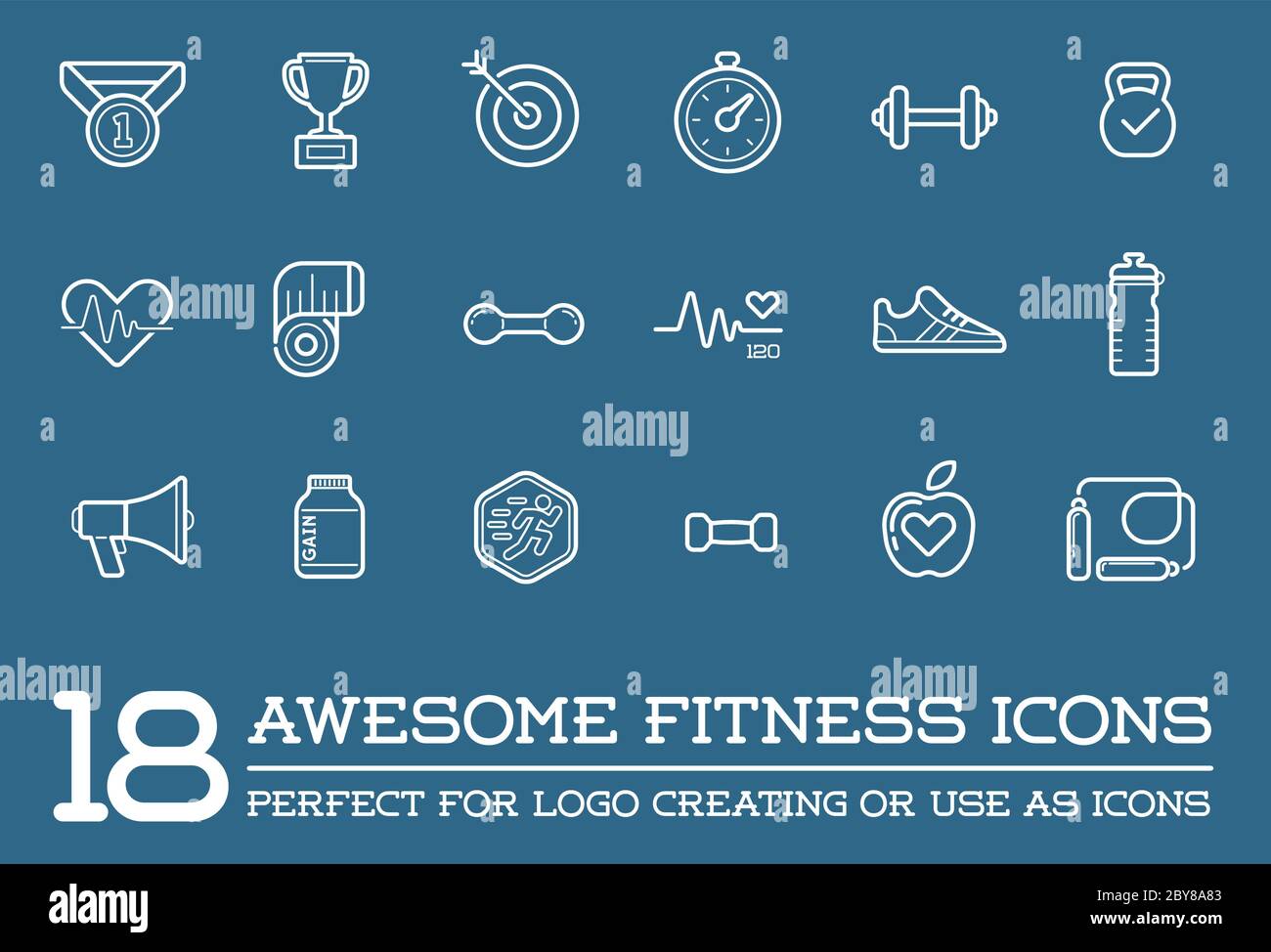 Set of Vector Fitness Aerobics Gym Elements and Fitness Icons ...