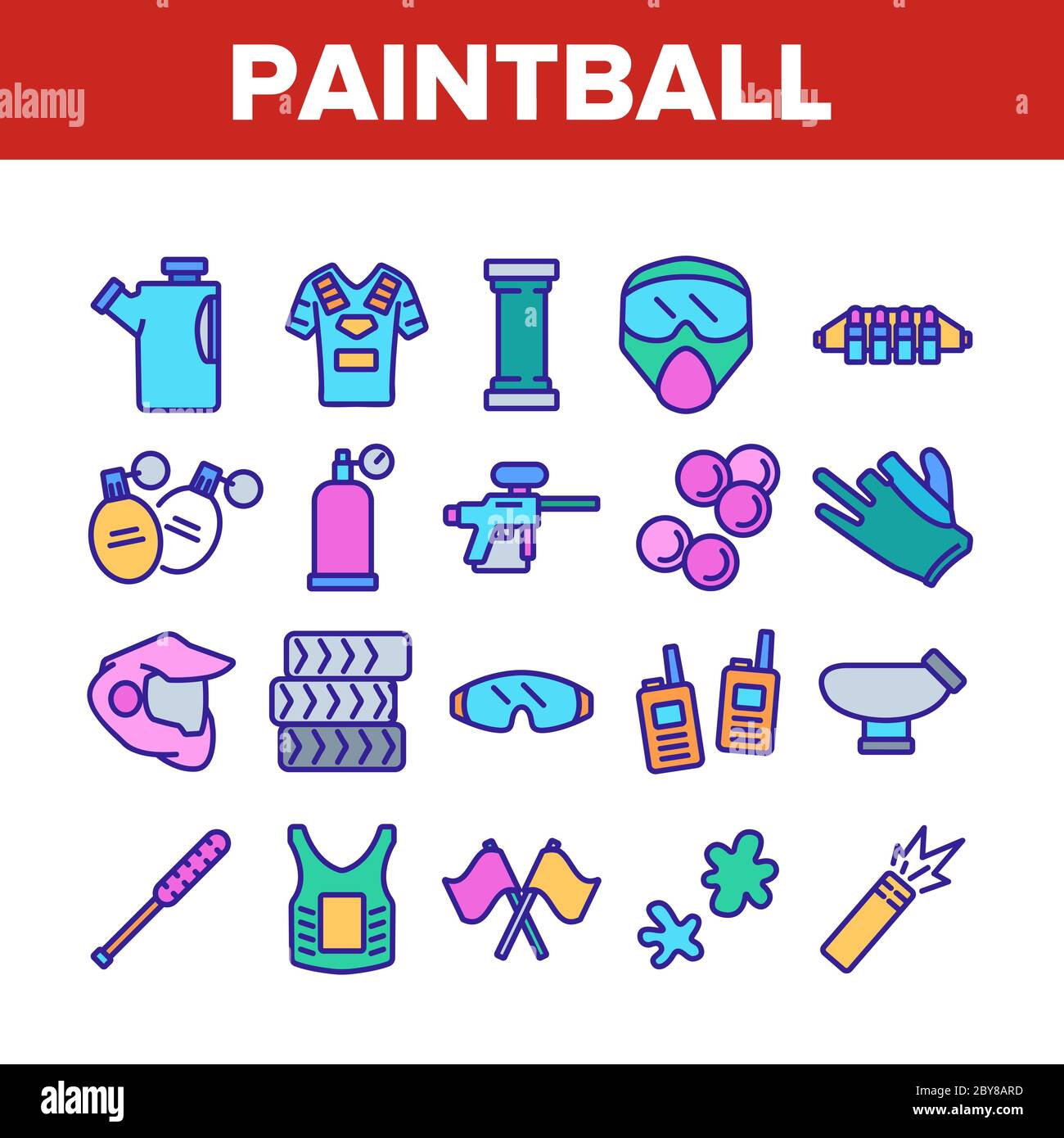 Paintball Game Tool Collection Icons Set Vector Stock Vector Image ...