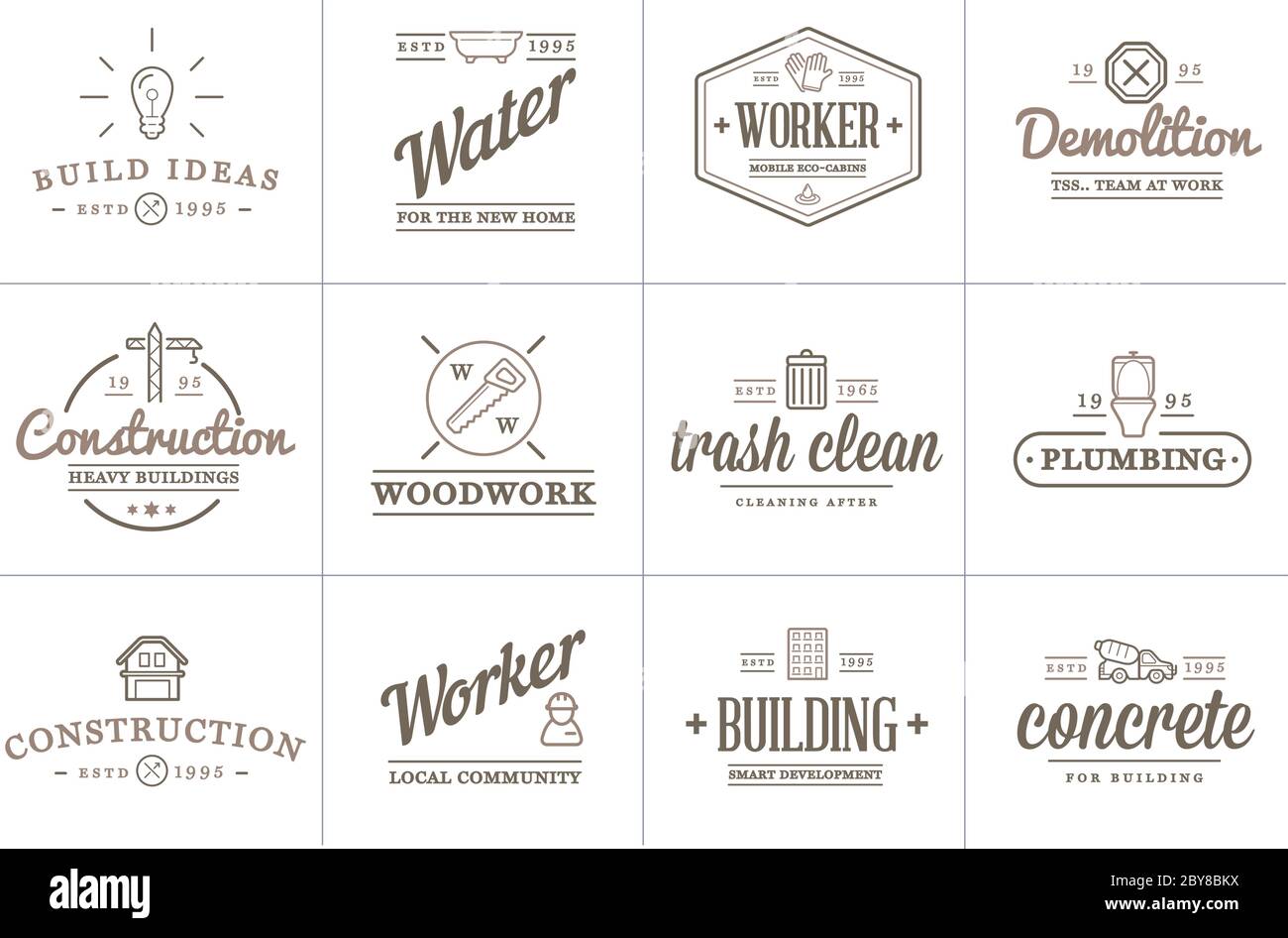 Set of Vector Construction Building Icons Home and Repair can be used ...