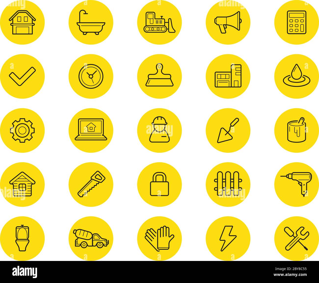 Set of Vector Construction Building Icons. Home and Repair. Can be used ...