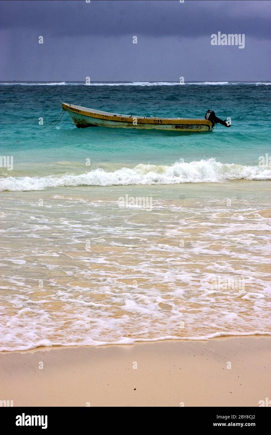 boat and coastline in playa paradiso Stock Photo - Alamy