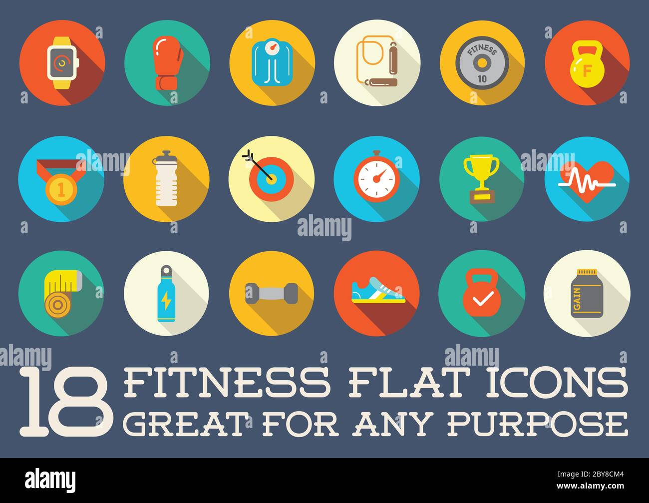Set of Vector Fitness Aerobics Gym Elements and Fitness Icons ...