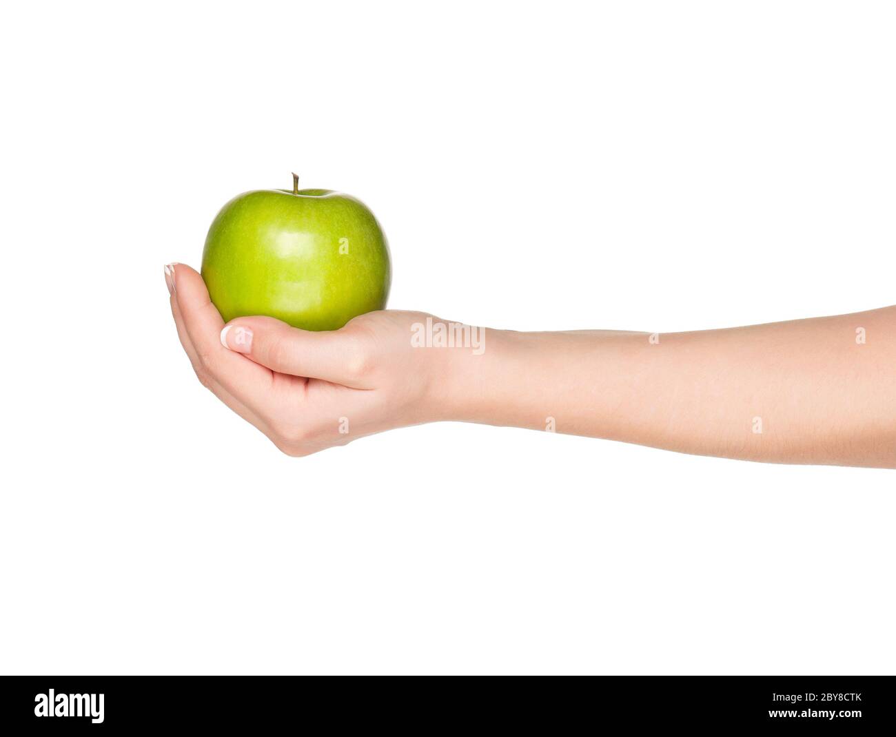 Hand with apple Stock Photo - Alamy