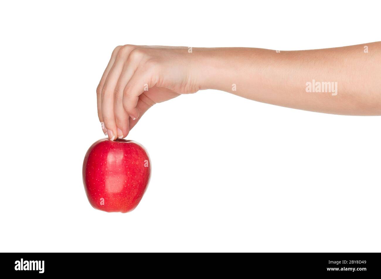 Hand with apple Stock Photo - Alamy