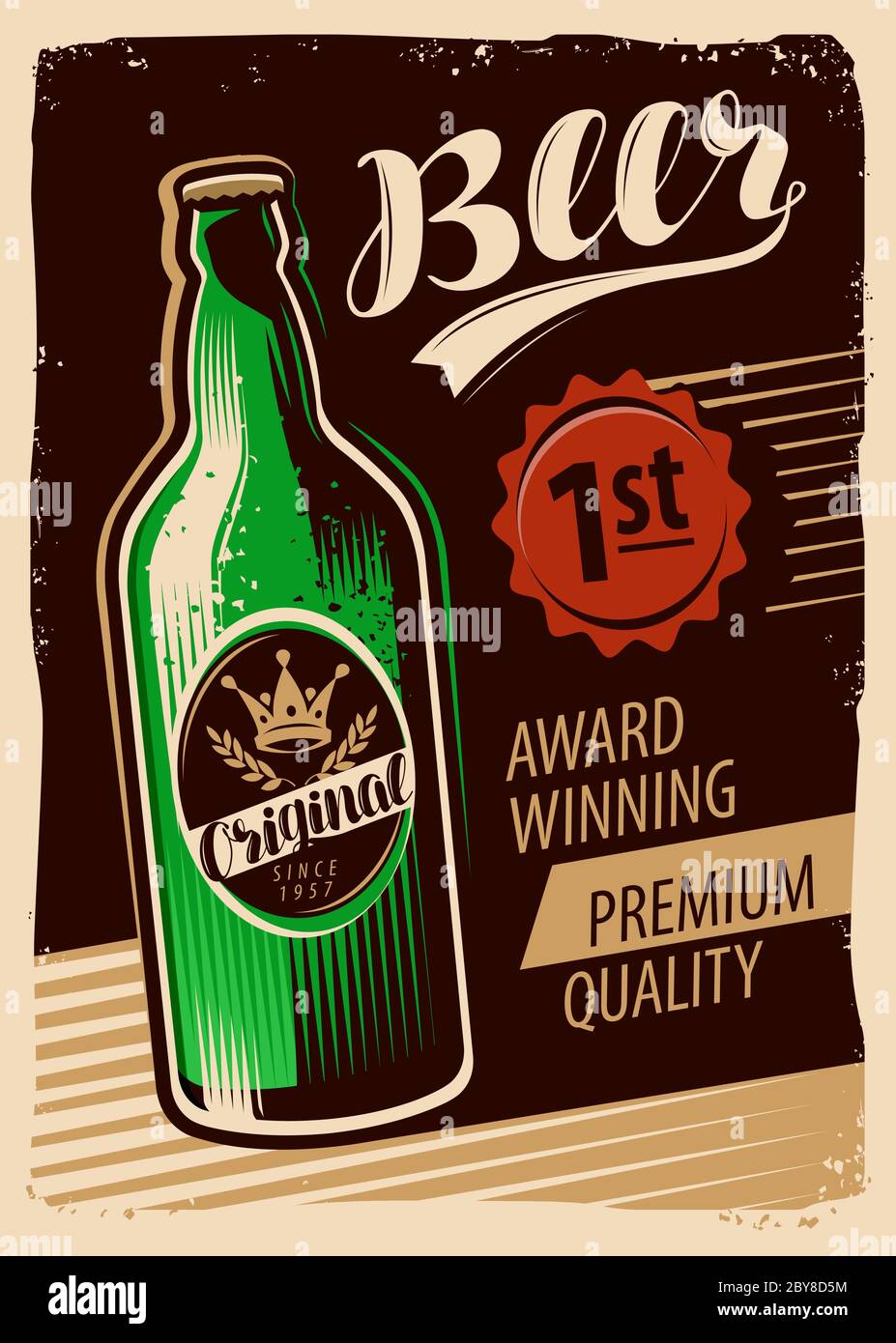 Beer advertising retro poster. Pub, brewery vector illustration Stock ...