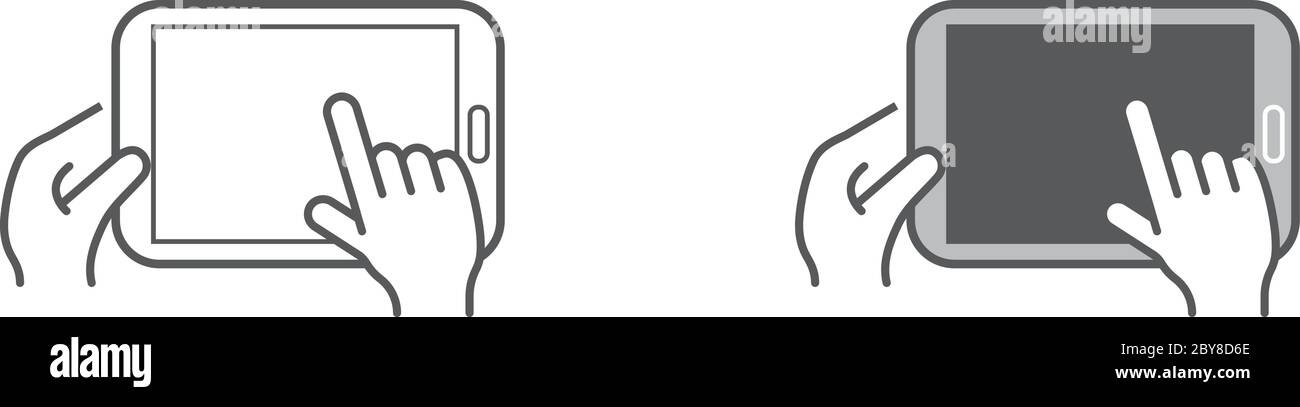 Set of Icons with Hands Holding Smart Device with Gestures Stock Vector ...