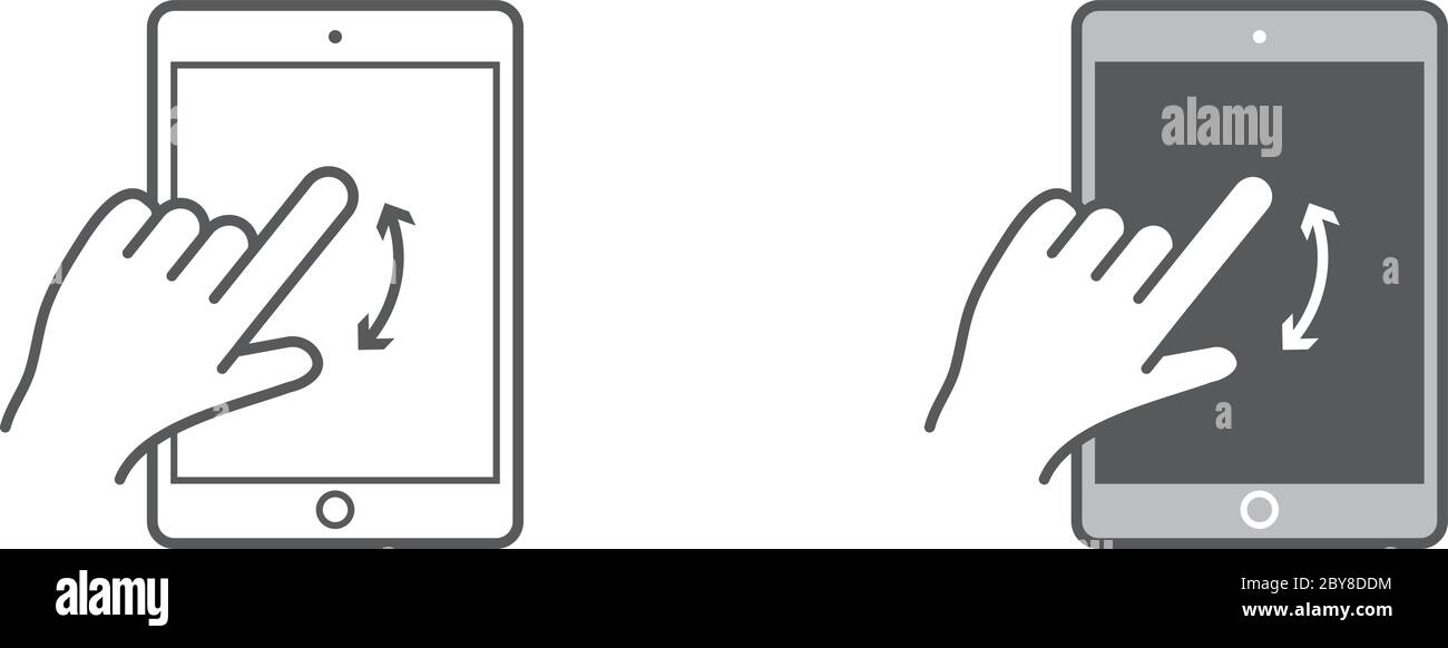 Set of Icons with Hands Holding Smart Device with Gestures Stock Vector ...