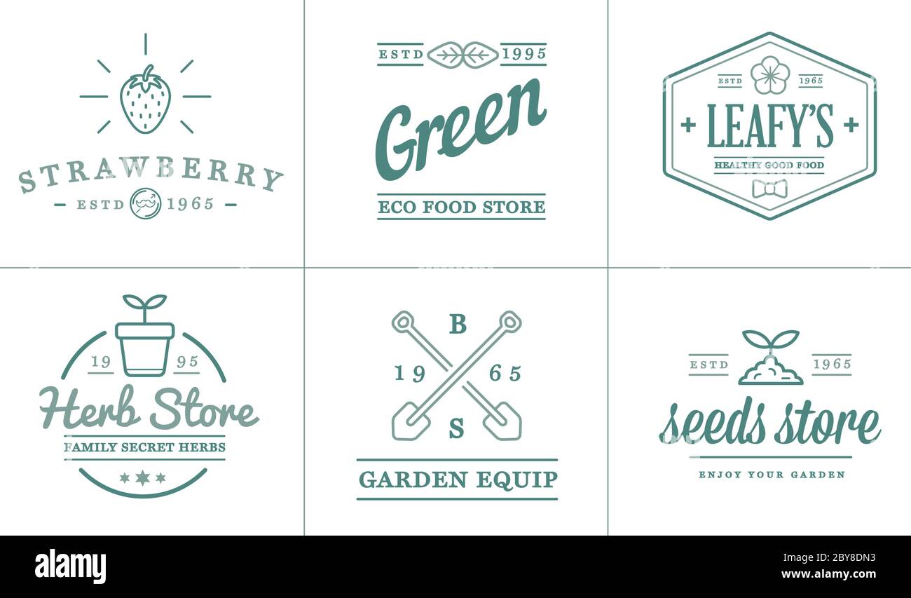 Set of Vector Garden and Farm Elements and Fruits or Vegetables Icons ...