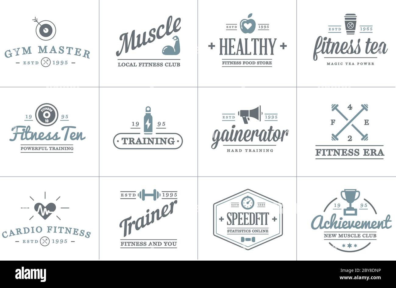 Set of Vector Fitness Aerobics Gym Elements and Fitness Icons ...