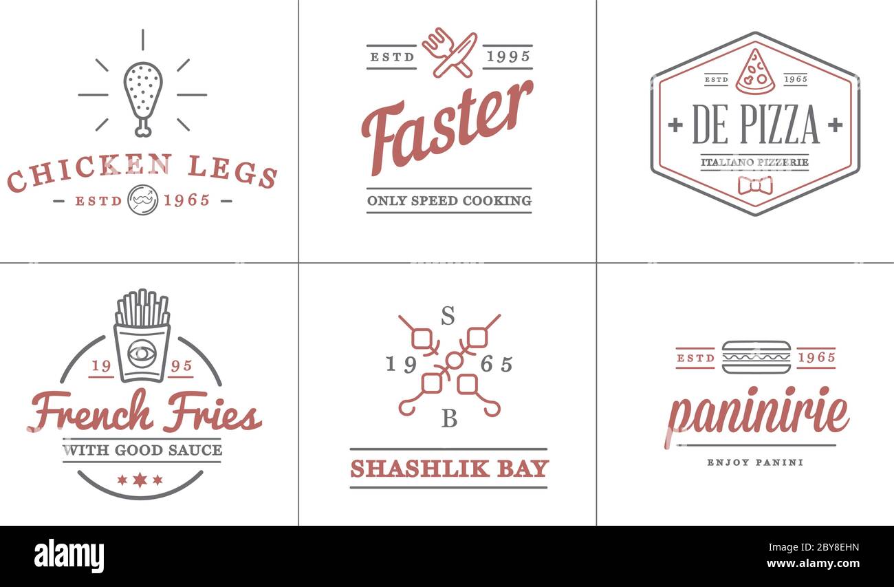 Set of Vector Fastfood Fast Food Elements Icons and Equipment as ...