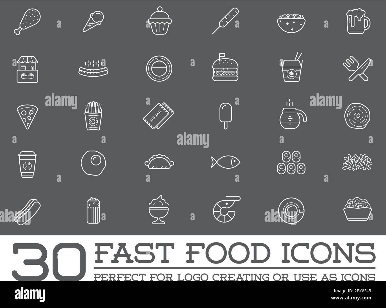 Set of Vector Fastfood Fast Food Elements Icons and Equipment as ...