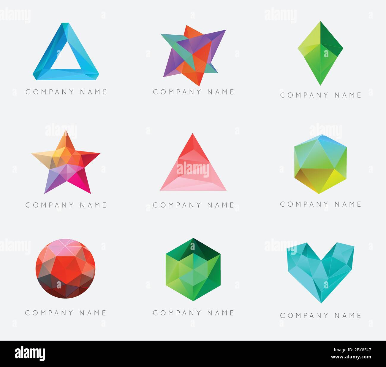 Trendy Crystal Triangulated Gem Logo Element Perfect for Business ...