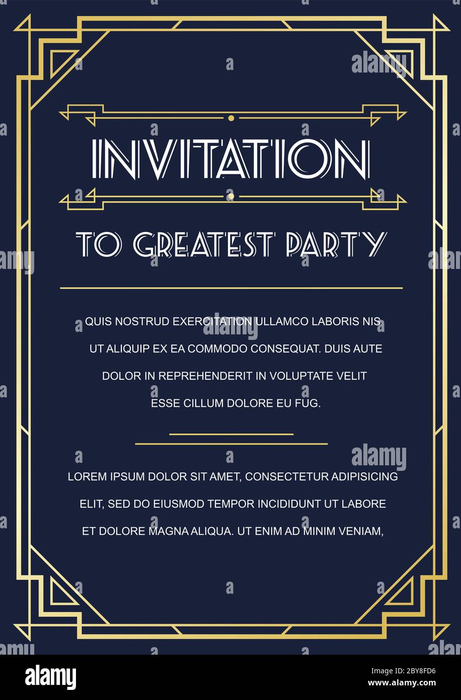 Gatsby Style Invitation in Art Deco or Nouveau Epoch 1920's Gangster ...