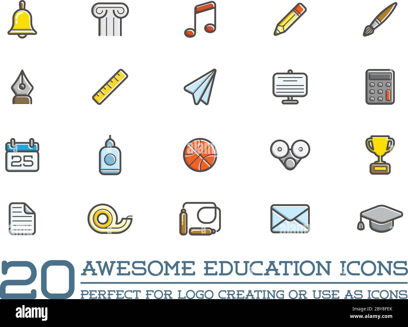 Set of Vector Education Icons Illustration can be used as Logo or Icon ...