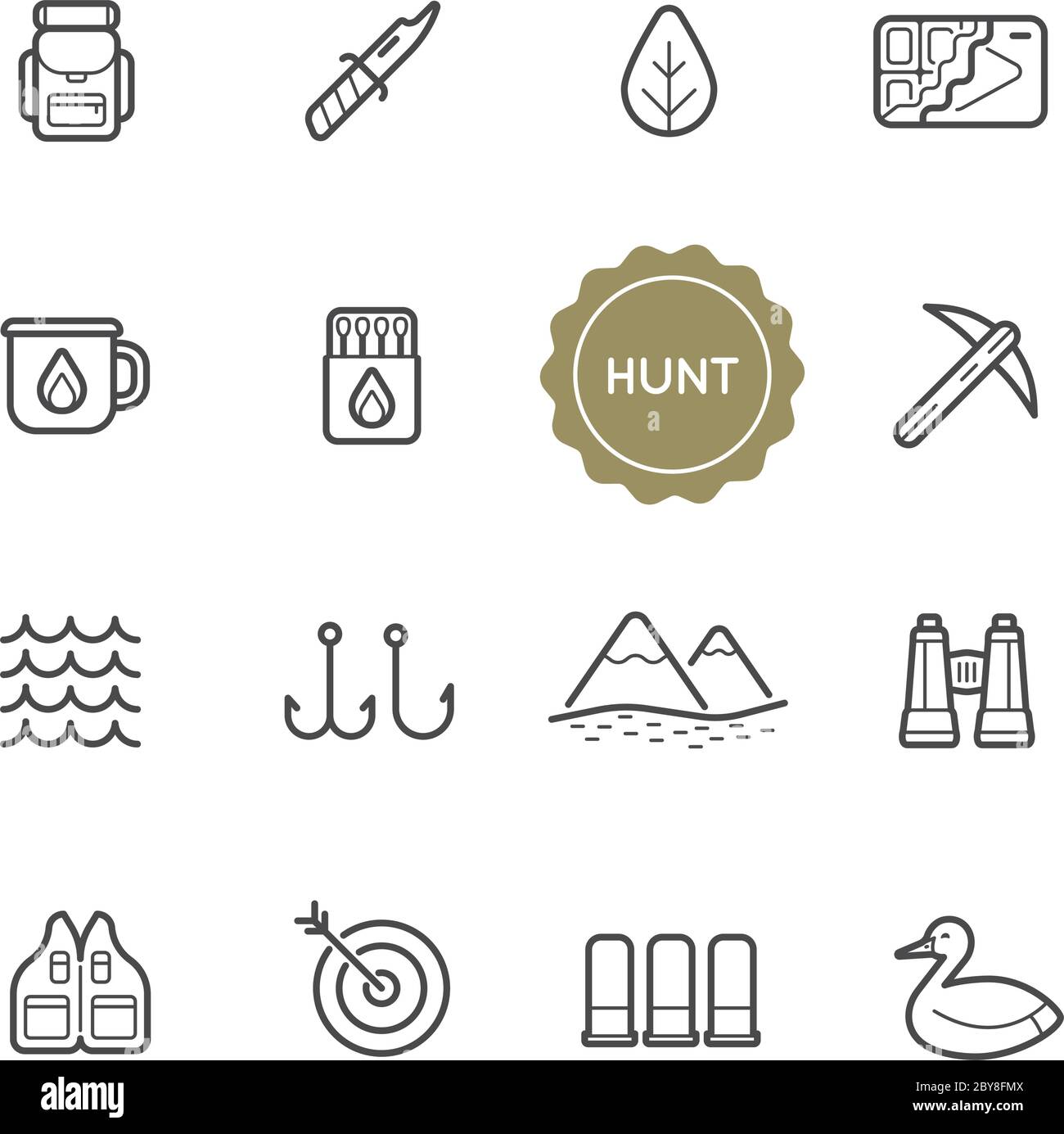 Set of Outdoor Hunting Vector Illustration Elements can be used as Logo ...