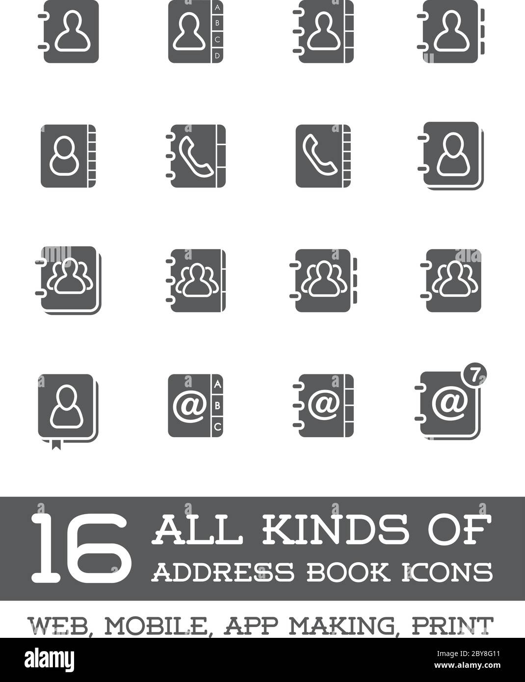 All Kinds of Contact Us Address Book Icons in Vector Isolated for Using ...