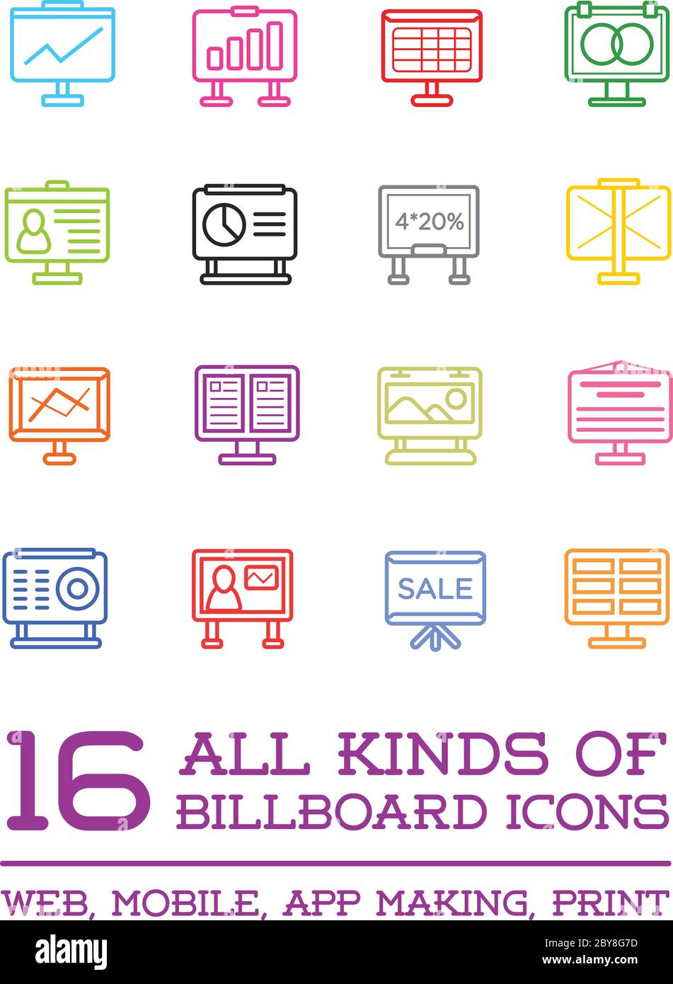 All Kinds of Billboard Icons, Set of Vector Icons for all Purposes ...
