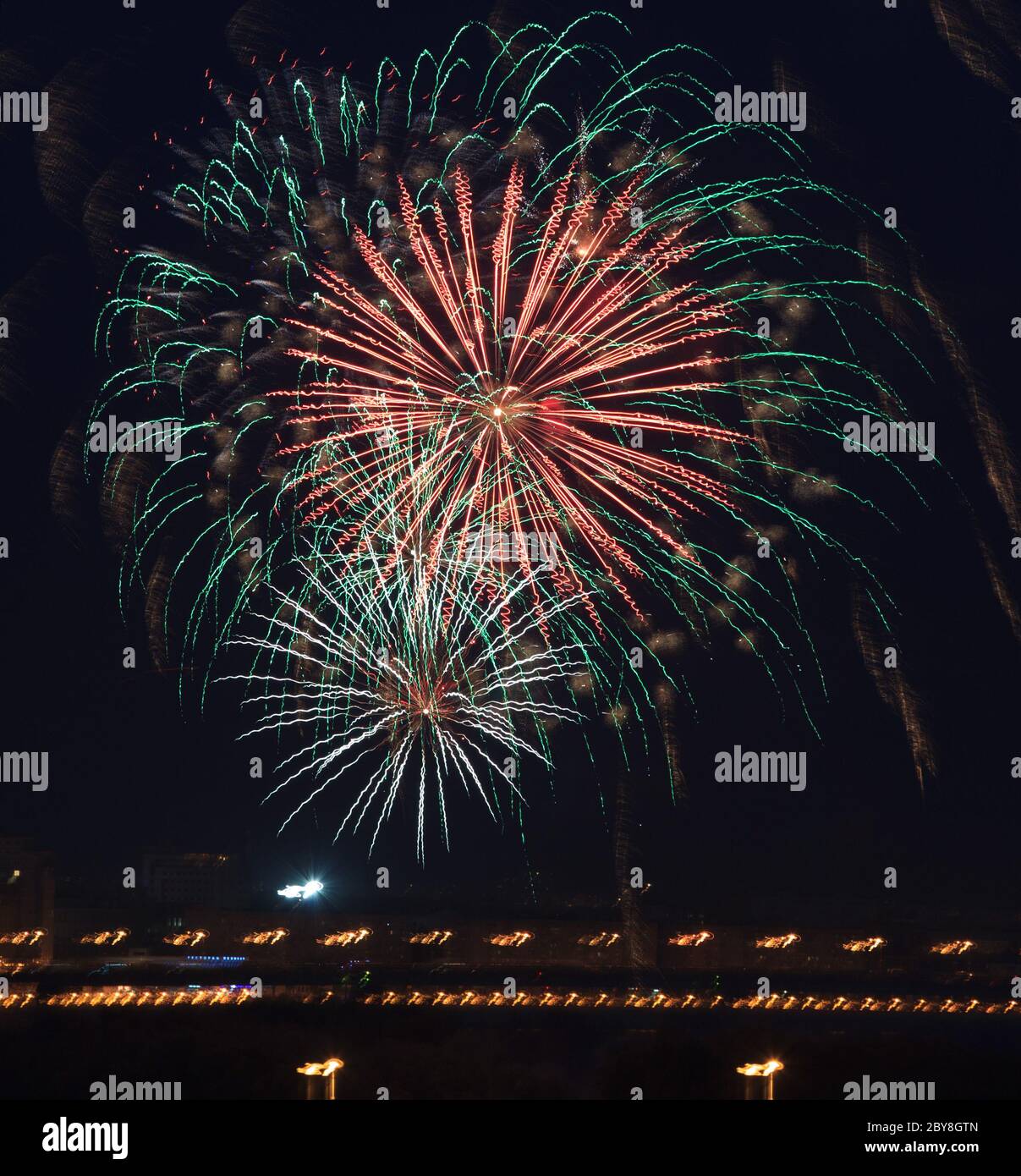 Beautiful fireworks in the night sky Stock Photo - Alamy