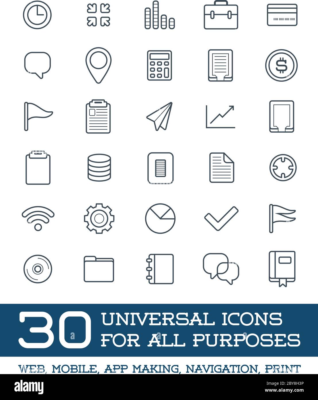 30 Universal Icons Set For All Purposes Web, Mobile, App Making ...