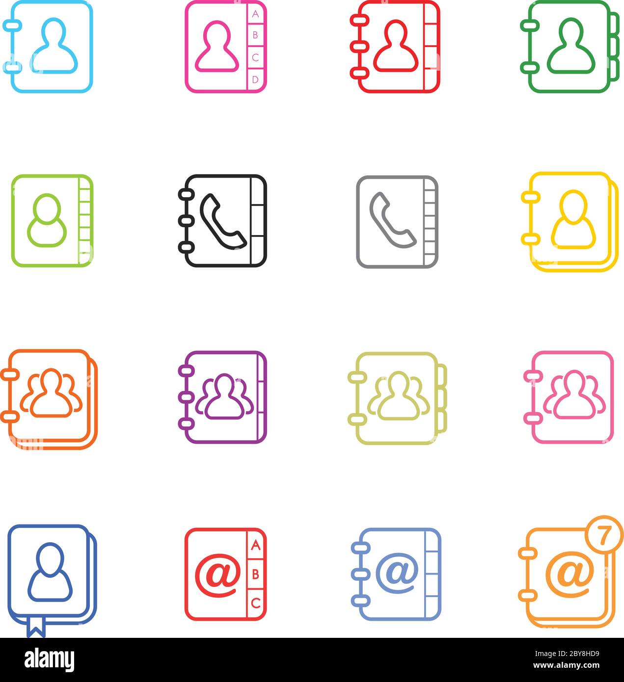 All Kinds of Contact Us Address Book Icons in Vector Colorful Isolated ...