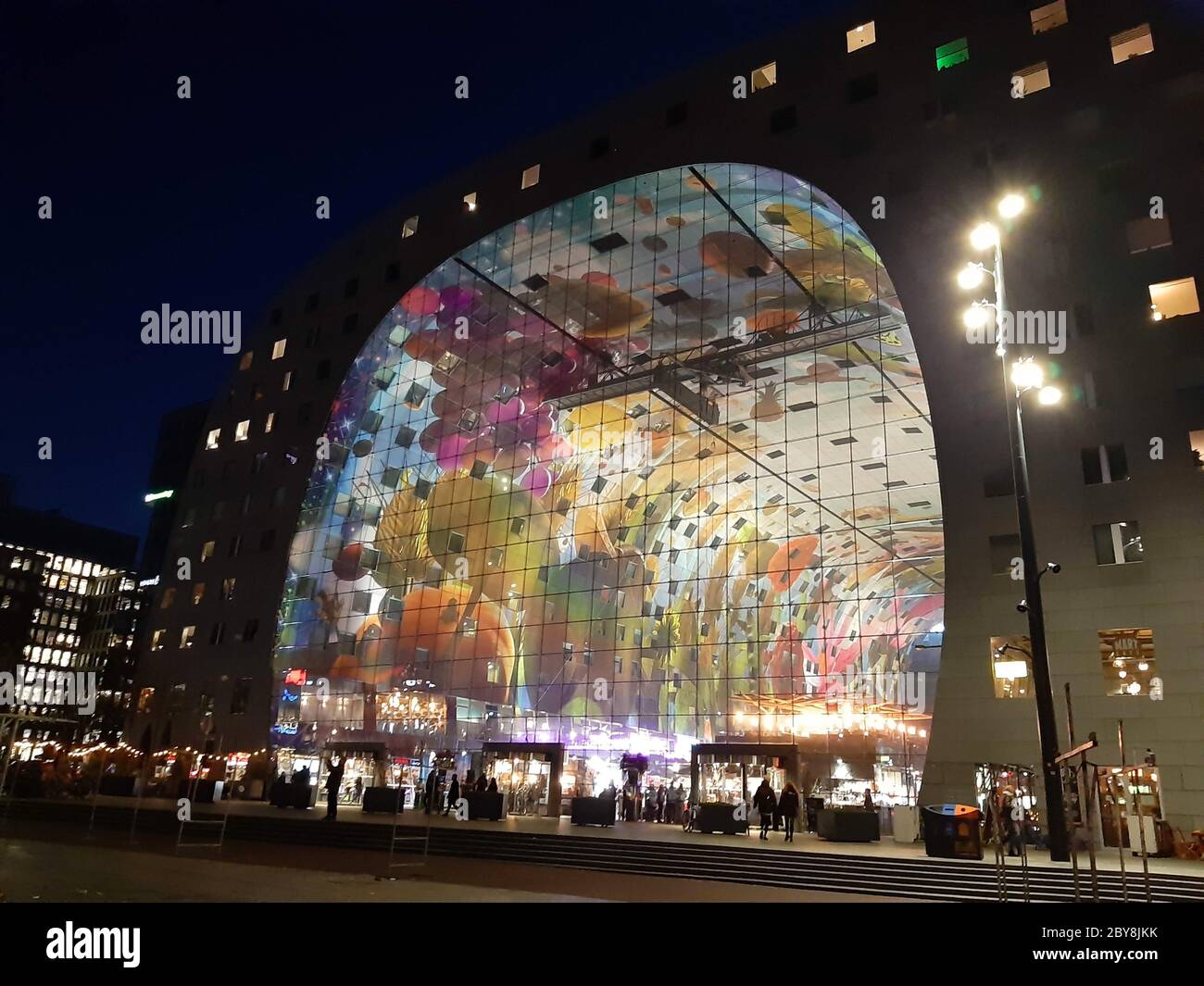 night view of the central square of rotterdam in the modern ...