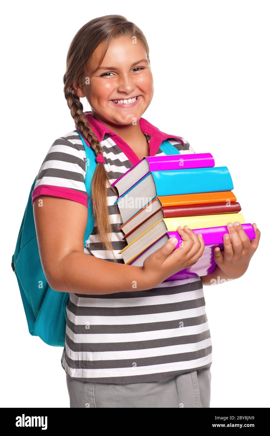 Girl with books Stock Photo - Alamy