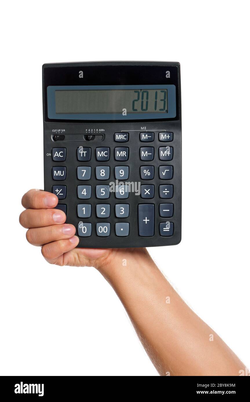 Hand with calculator Stock Photo - Alamy