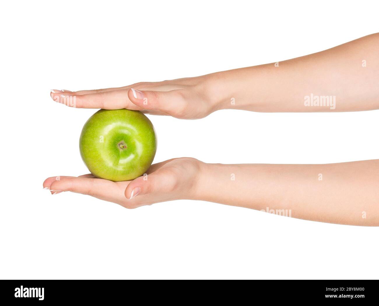 Hand with apple Stock Photo - Alamy