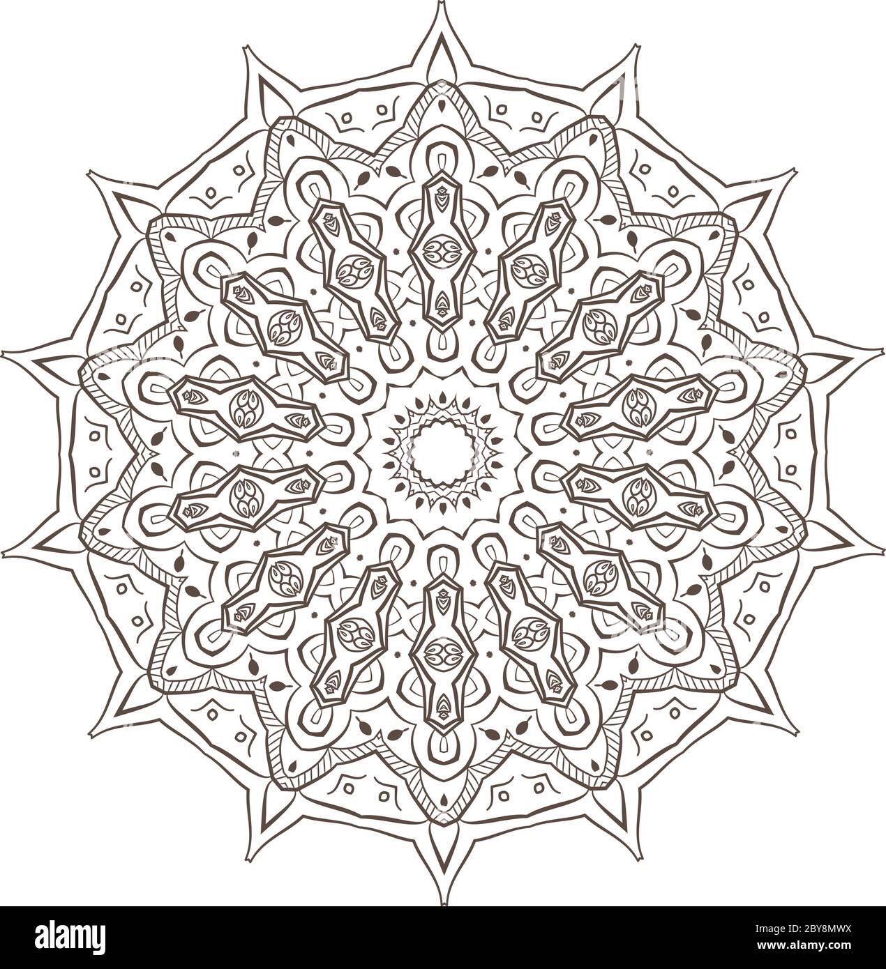 Ethnic Fractal Mandala Vector Meditation looks like Snowflake or Maya ...