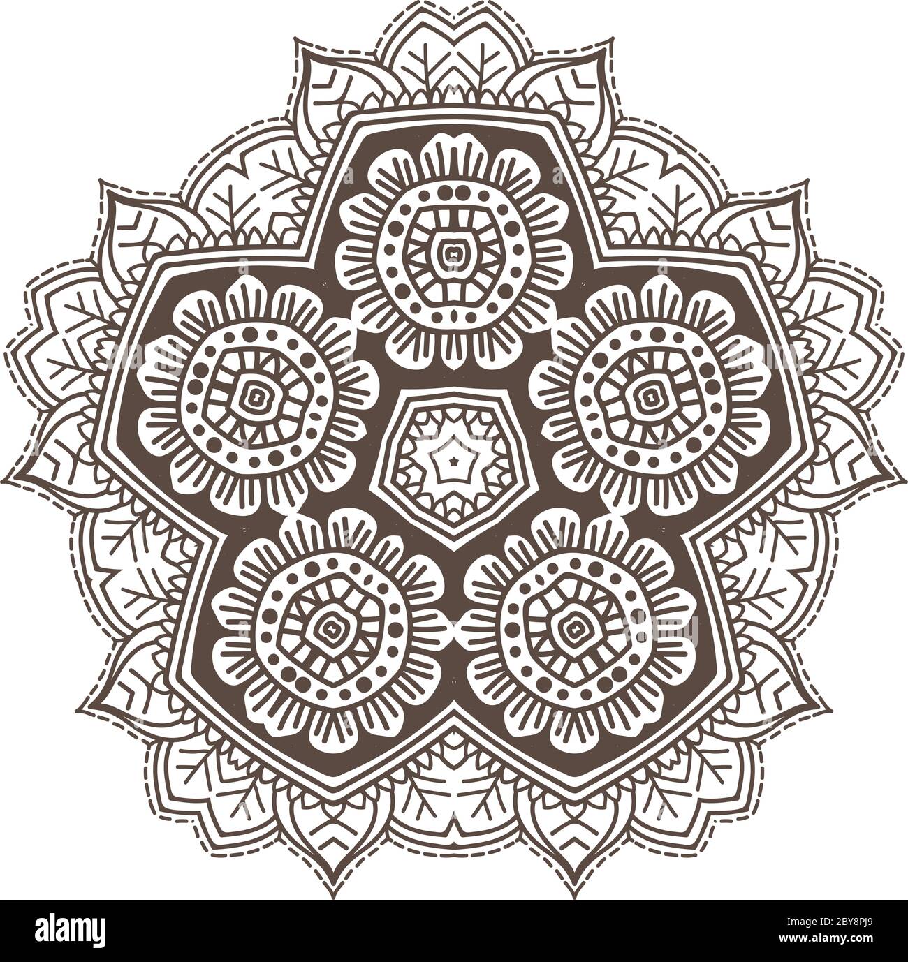 Ethnic Fractal Mandala Vector Meditation looks like Snowflake or Maya ...
