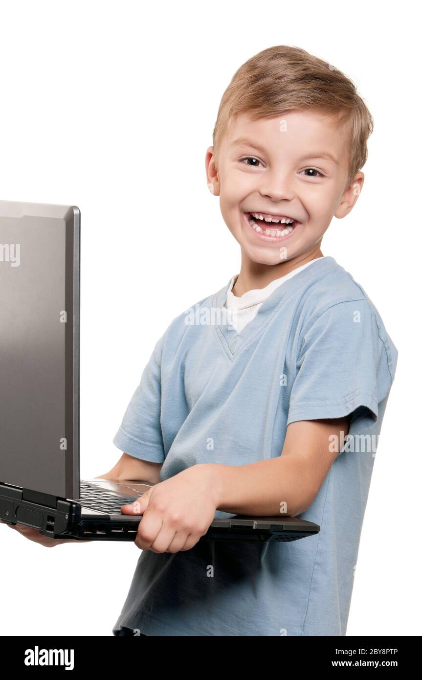 Boy with notebook Stock Photo - Alamy