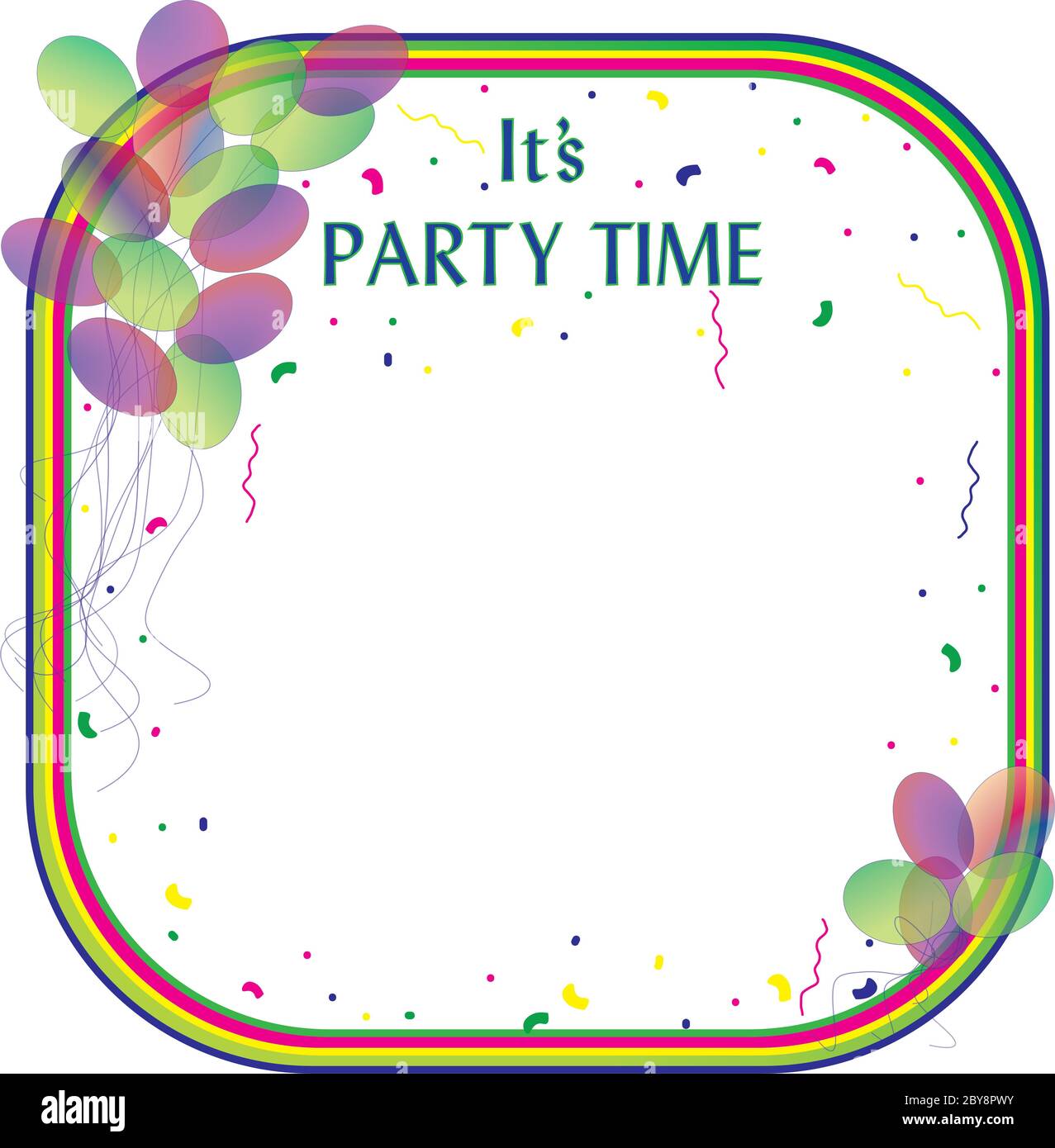 Festive Celebration Graphic in Vivid Colors Including balloons and ...