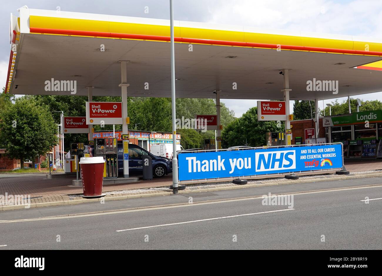 Stockport, Greater Manchester June 9th 2020 A large banner thanking the ...