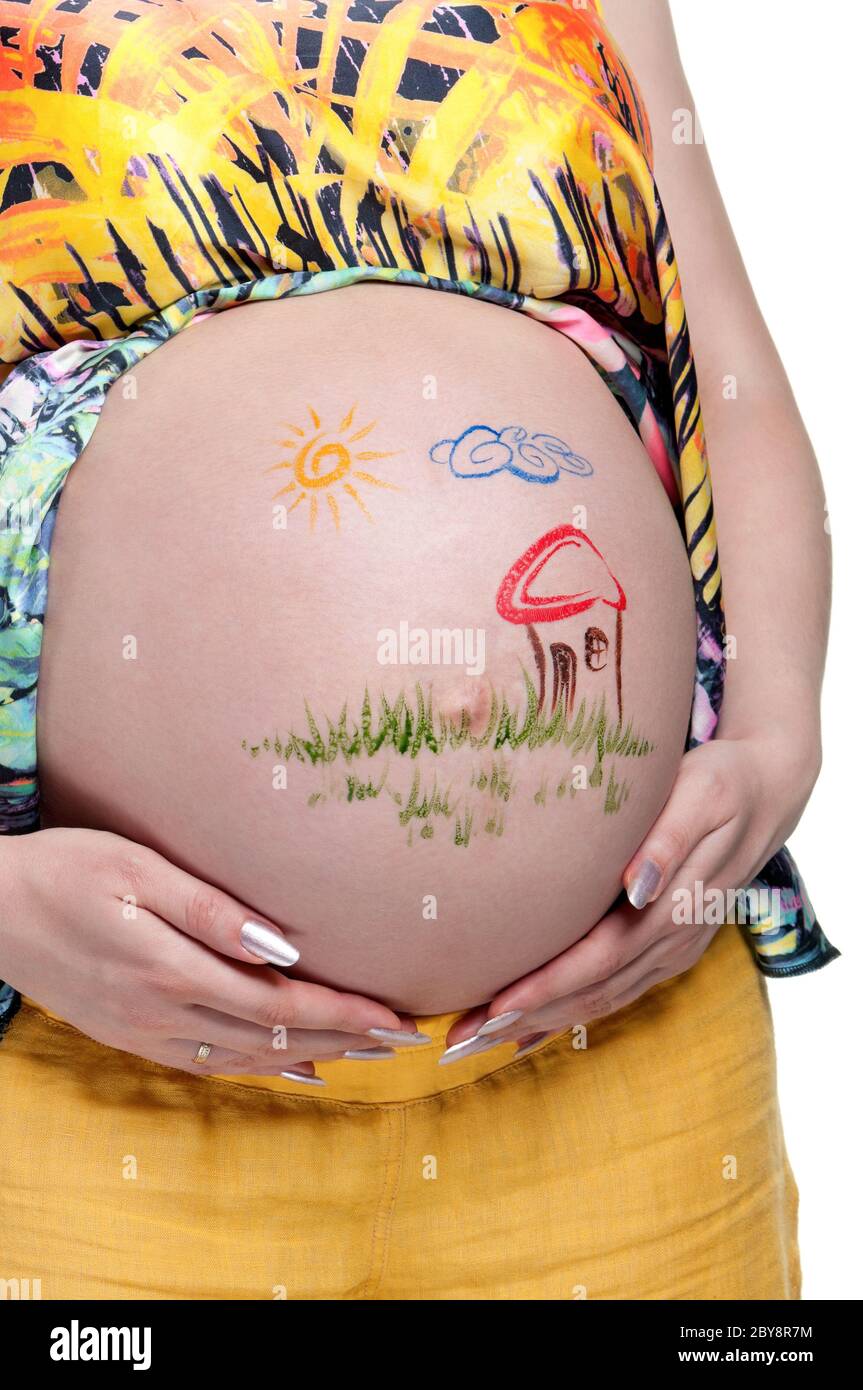 Tummy with drawing Stock Photo - Alamy