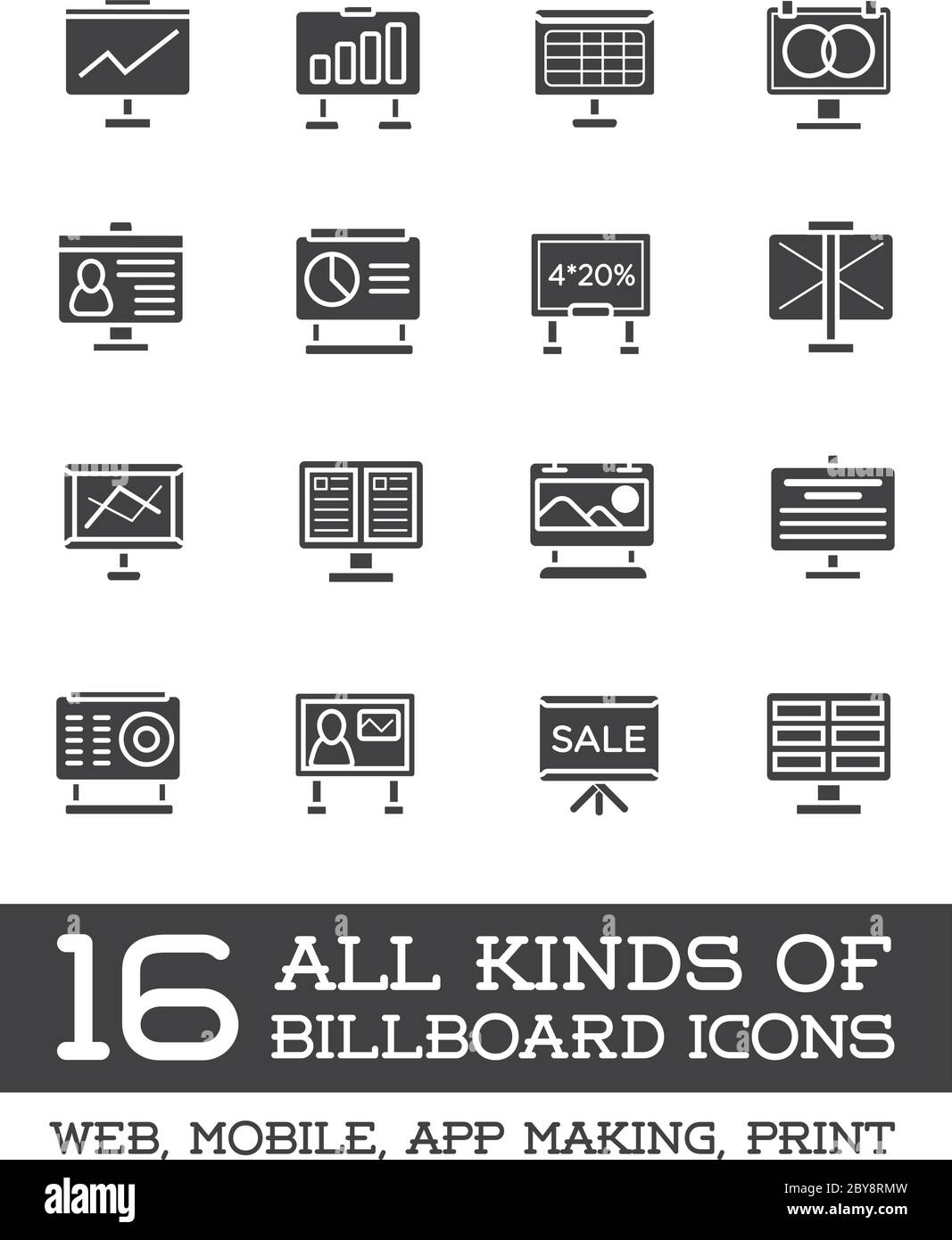All Kinds of Billboard Icons, Set of Vector Icons for all Purposes ...