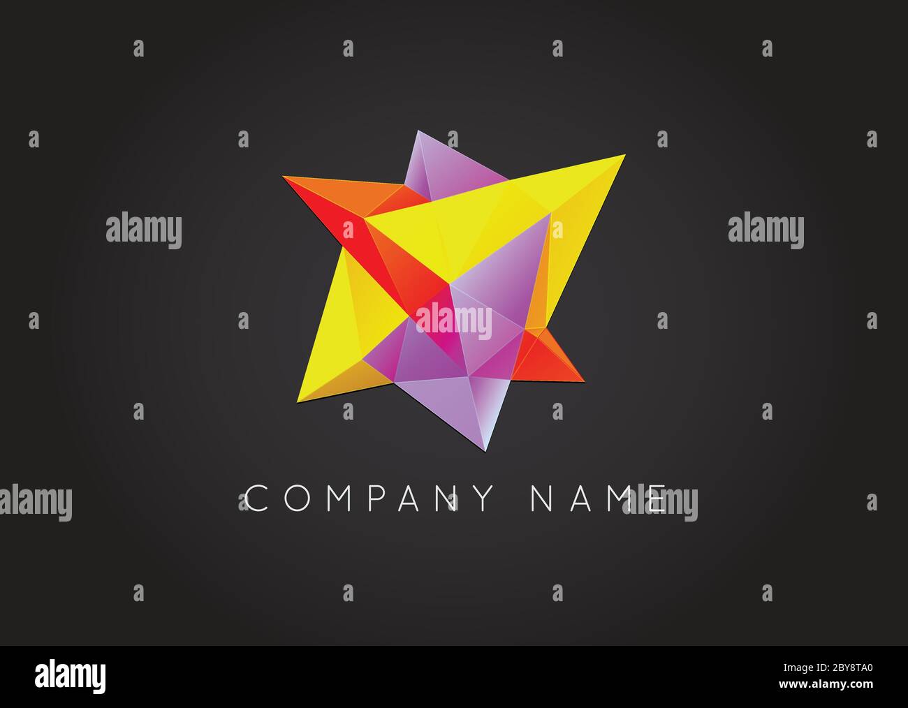 Trendy Crystal Triangulated Gem Logo Element Perfect for Business ...