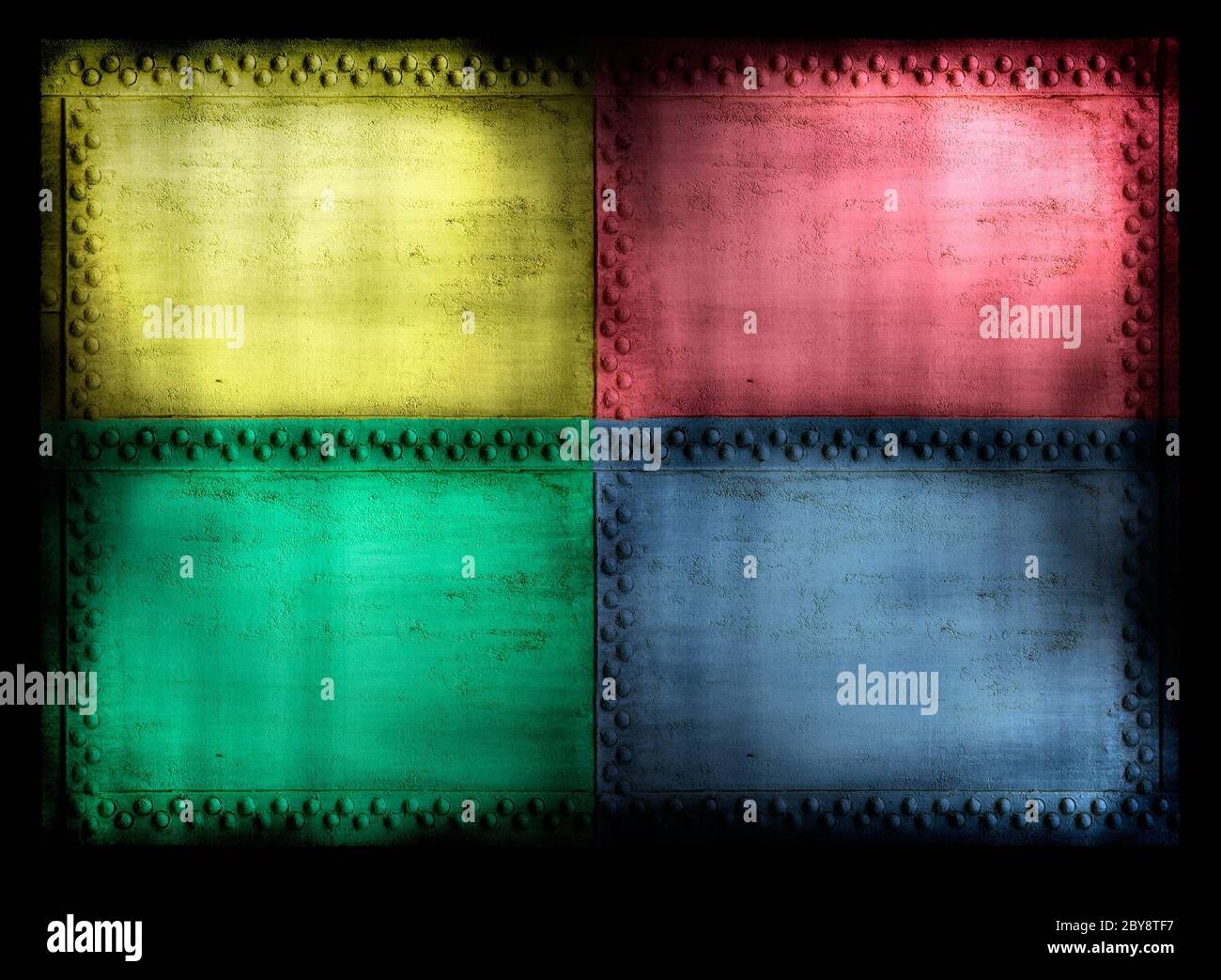 4 color riveted grunge background Stock Photo - Alamy