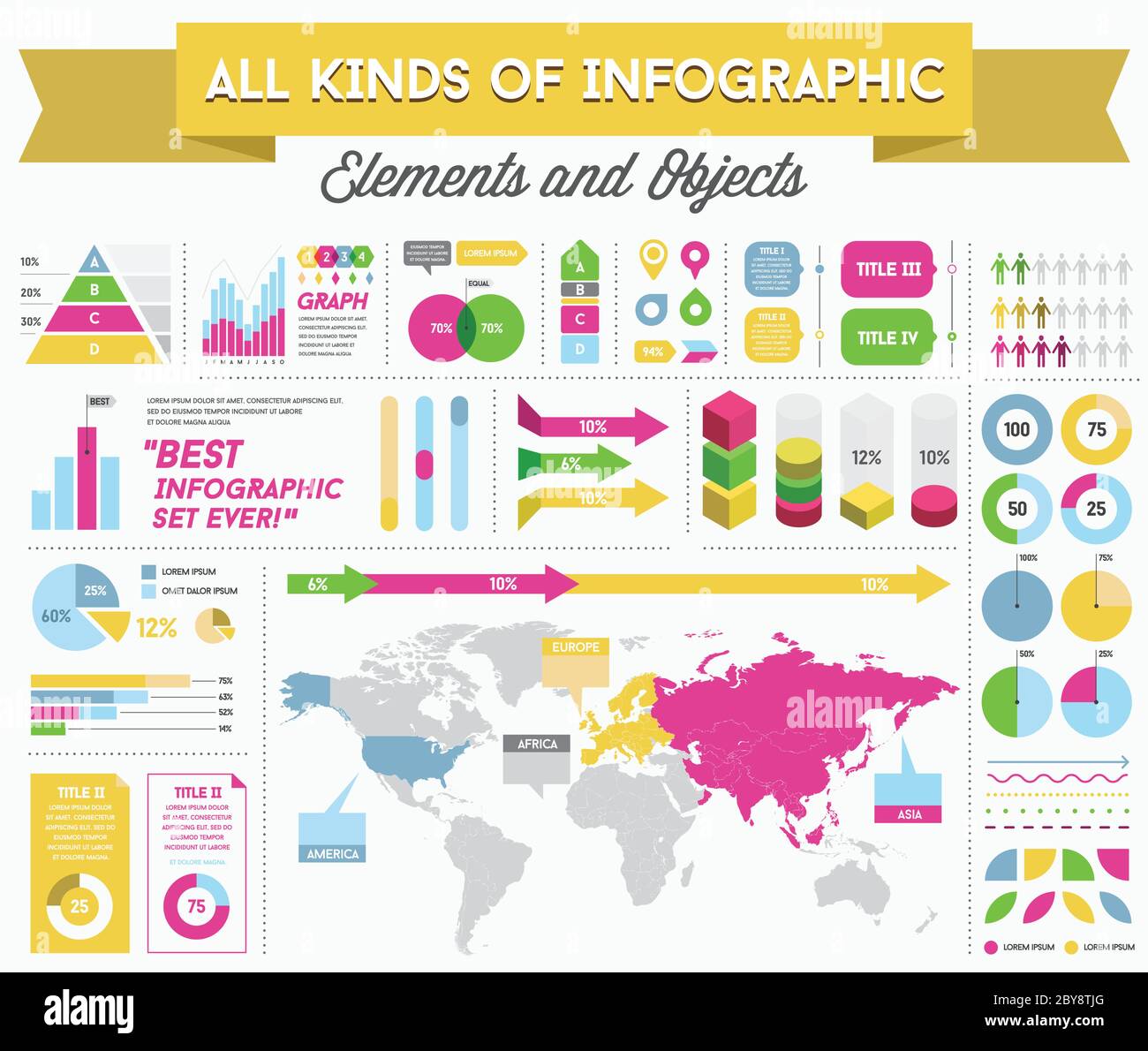 Infographics Elements and Objects Big Huge Set All Kinds of Infographic ...