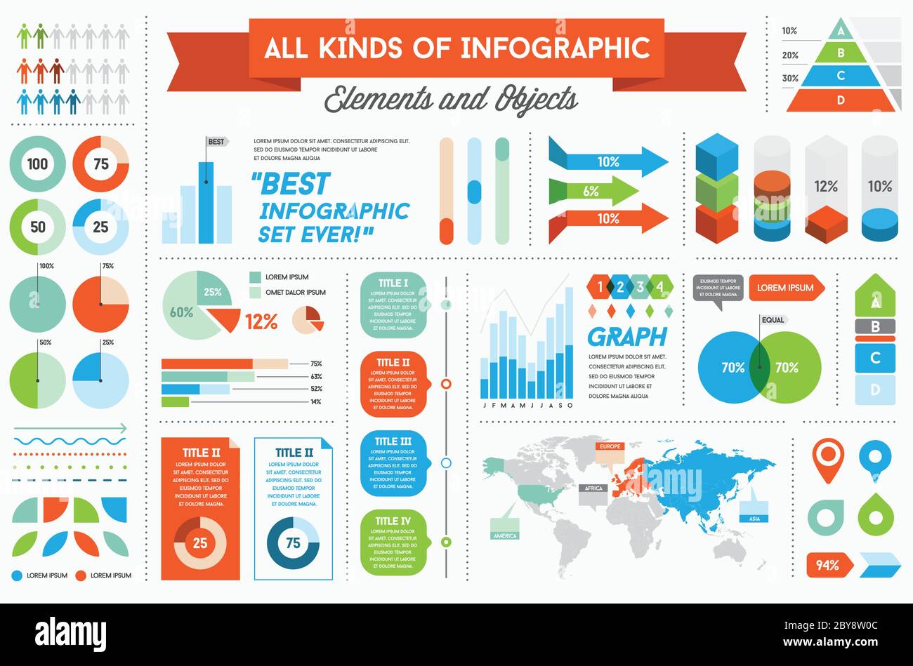 Infographics Elements and Objects Big Huge Set All Kinds of Infographic ...
