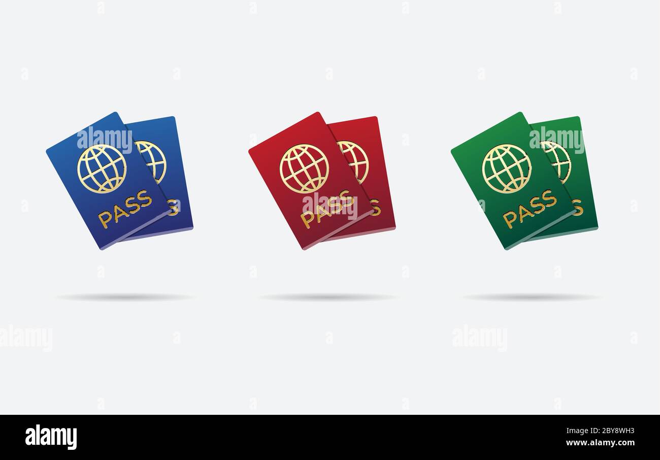 Set Of Citizenship Or Foreign Passport Id In Vector Colorful Icon Can