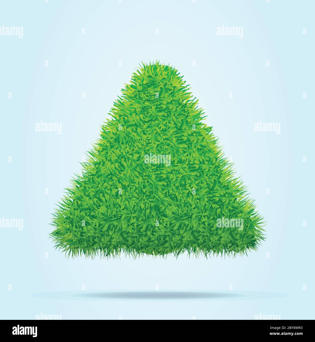 Green Grass Triangle or Pyramid on a Blue Clear Background Vector ...