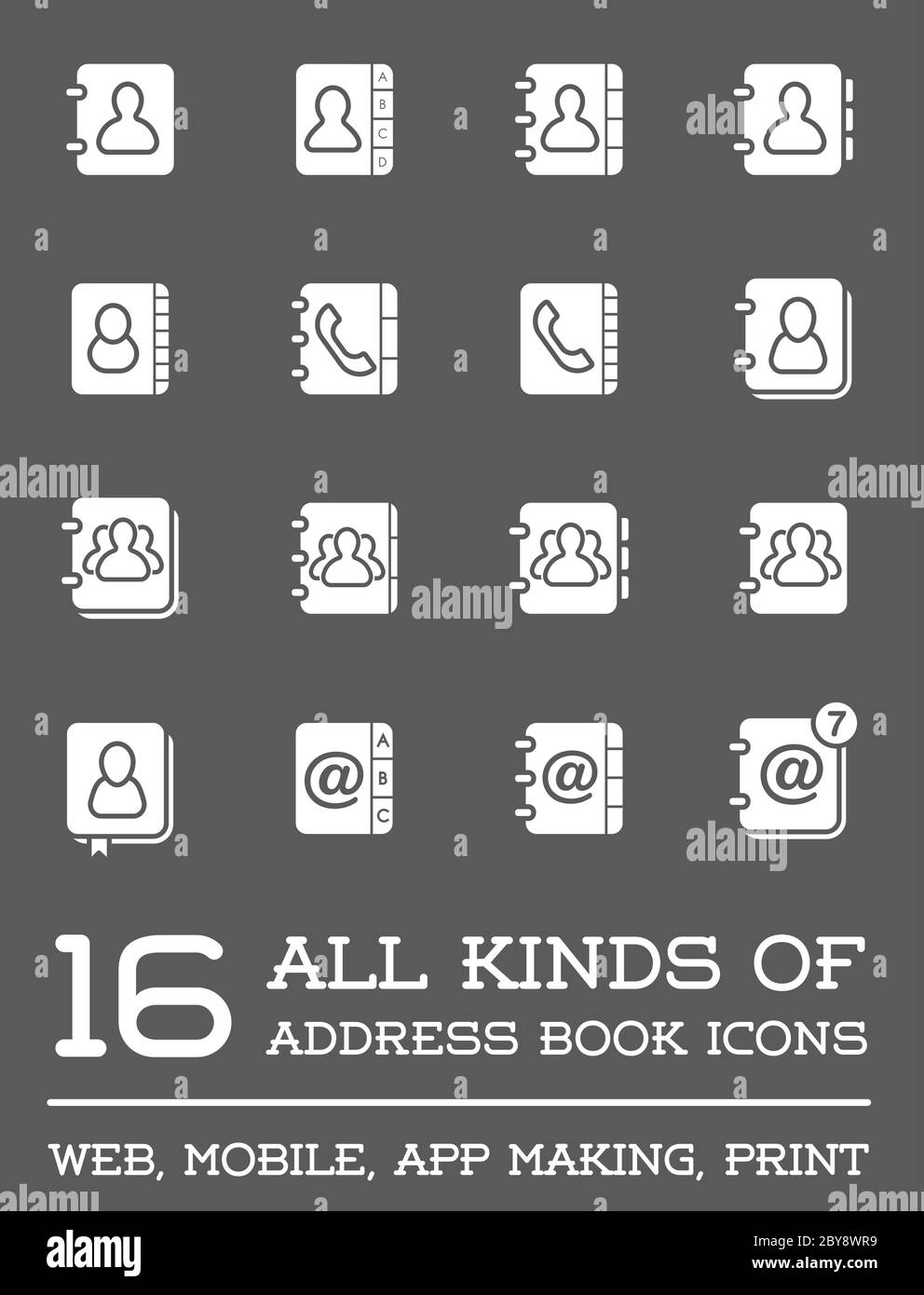 All Kinds of Contact Us Address Book Icons in Vector Isolated for Using ...