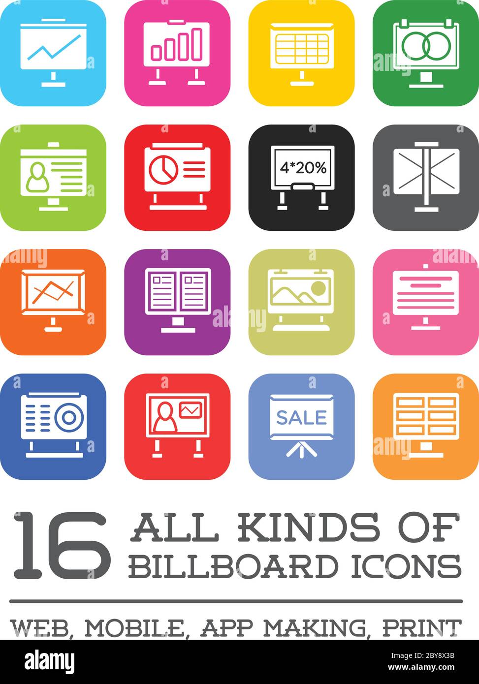 All Kinds of Billboard Icons, Set of Vector Icons for all Purposes ...