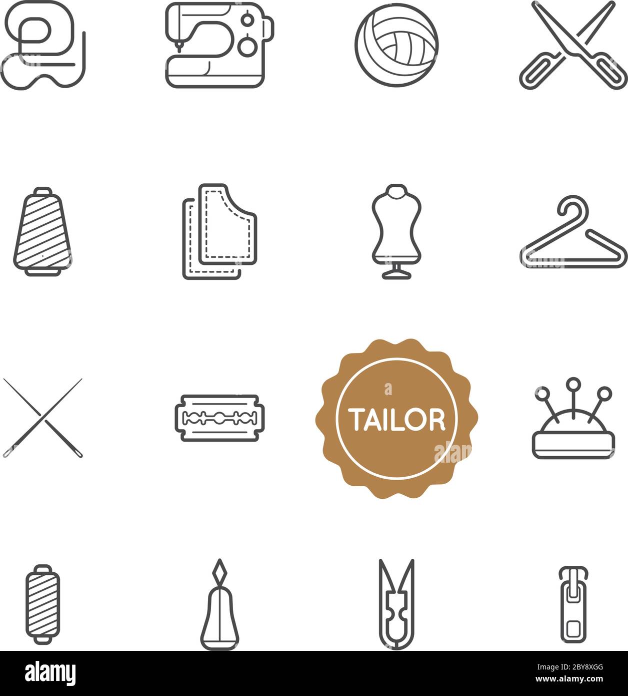 Set of Tailor Vector Illustration Elements can be used as Logo or Icon ...