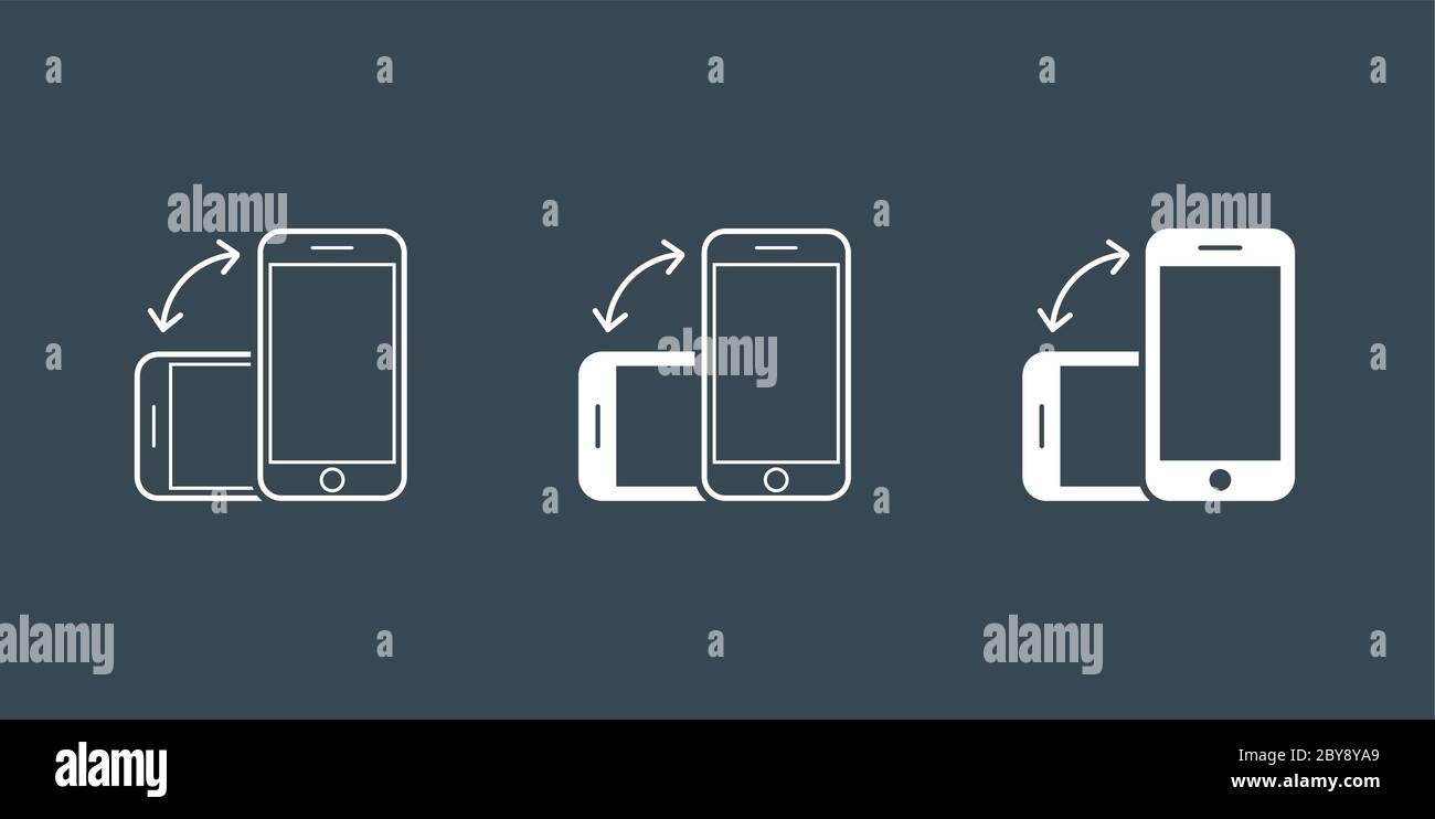 Rotate Smartphone or Cellular Phone or Tablet Icons Set in Vector Stock ...