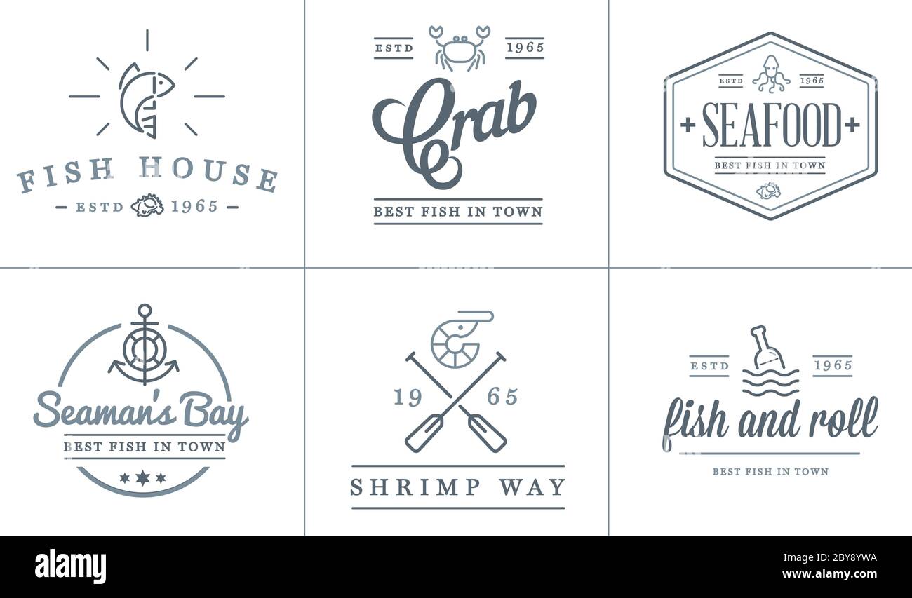 Set of Vector Sea Food Elements and Sea Signs Illustration can be used ...