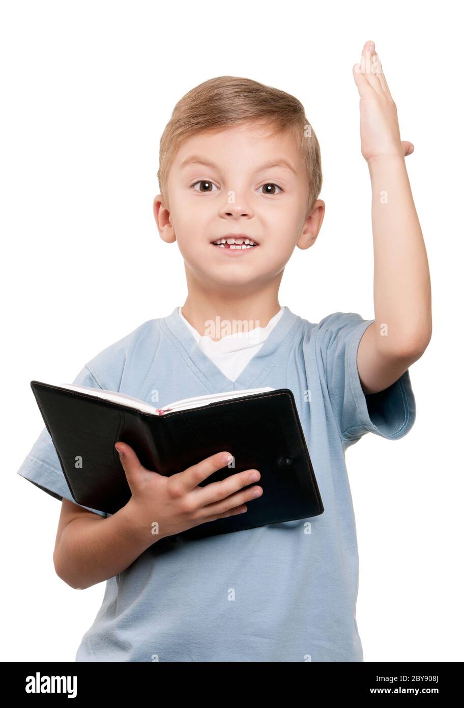 Boy with book Stock Photo - Alamy