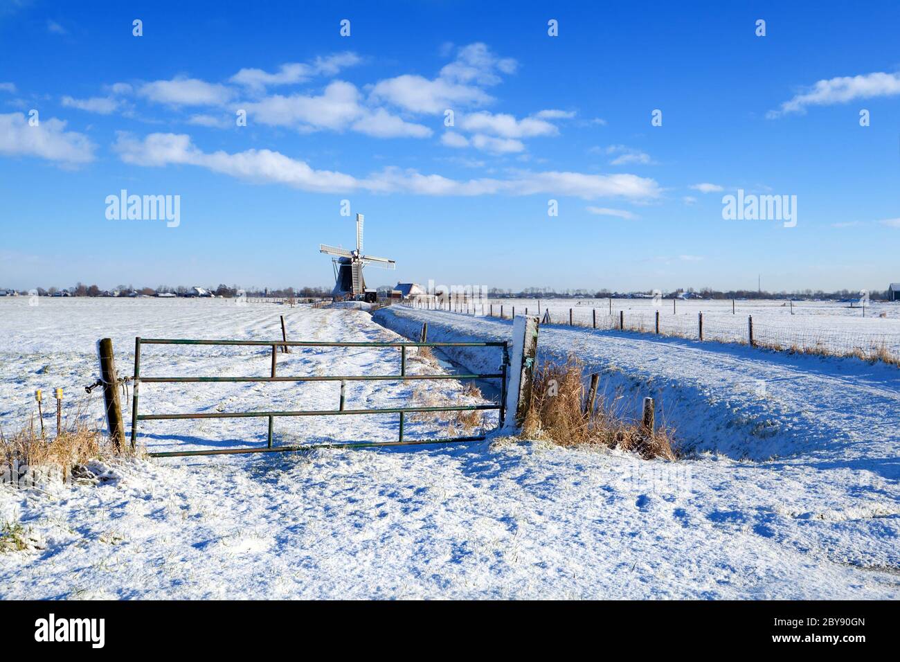 Dutch windmill in winter Stock Photo - Alamy