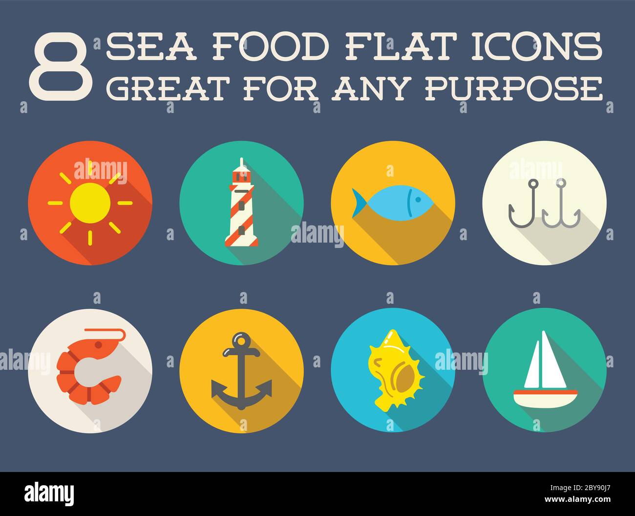 Set of Vector Sea Food Elements and Sea Signs Illustration can be used ...